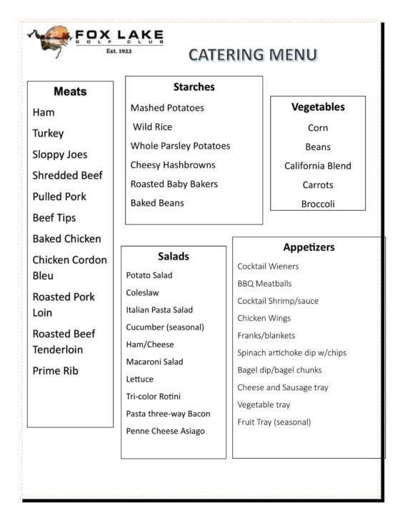 Food and Beverage | Fox Lake Golf Club